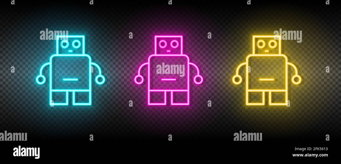 cute robot neon icon set Stock Vector Image & Art - Alamy