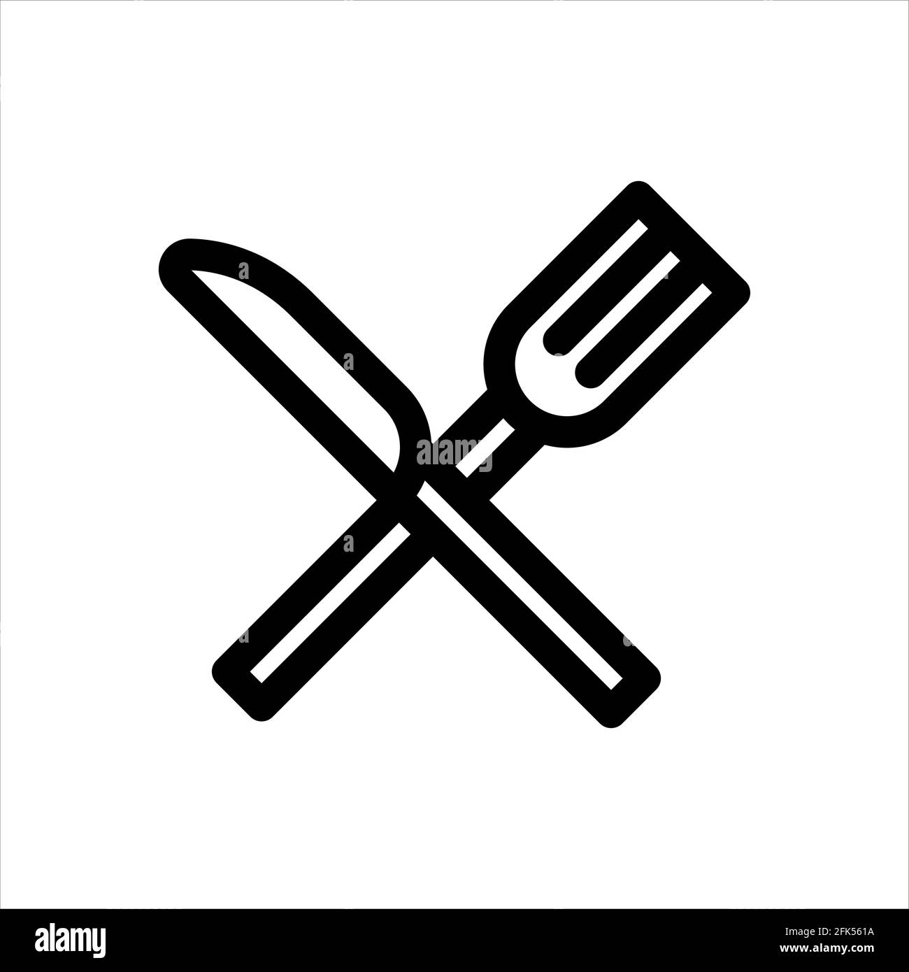 Single fork outline flat Black and White Stock Photos & Images - Alamy