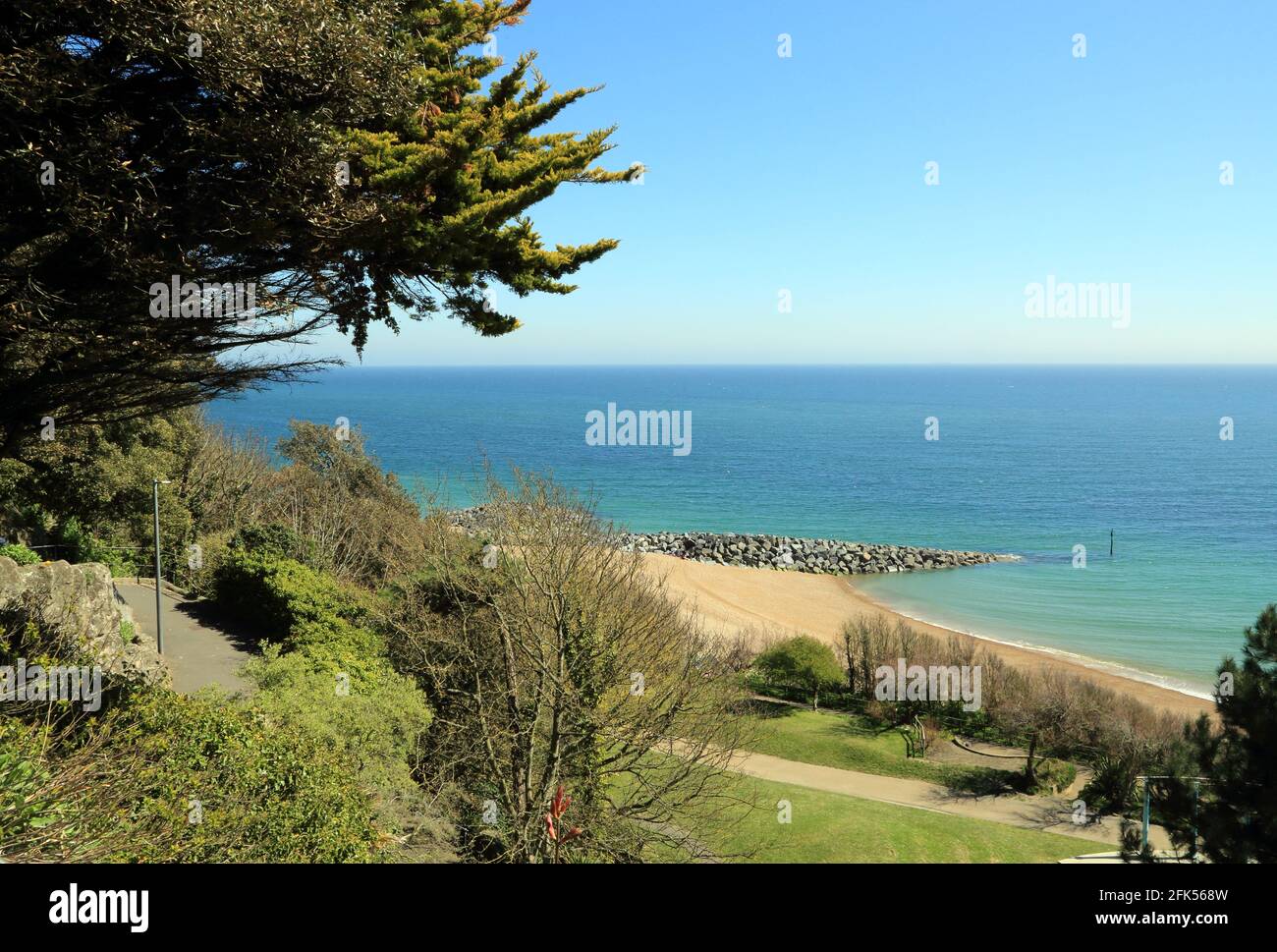 View of beach and English Channel from The Lees, Folkestone, Kent ...
