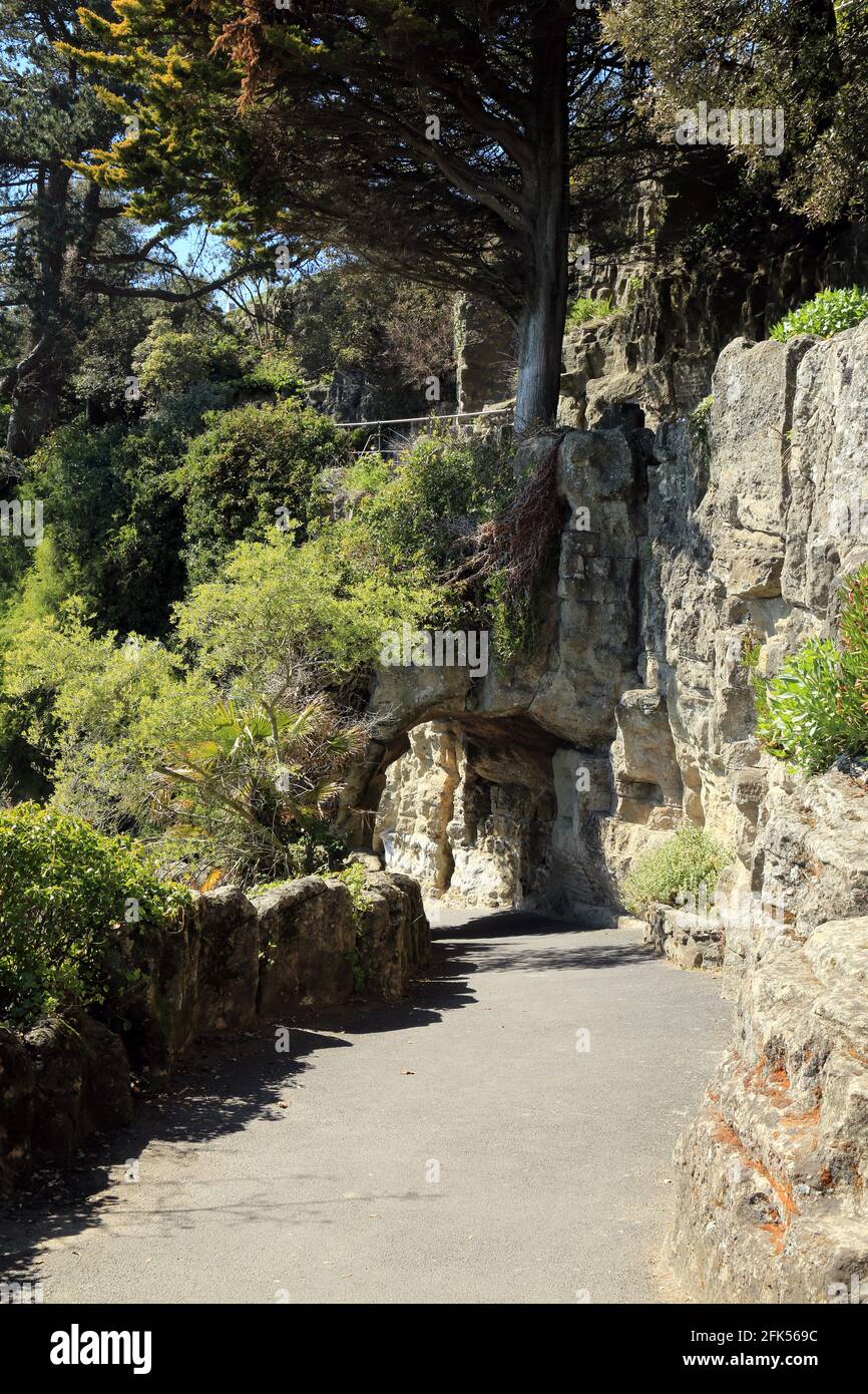 View of Zig Zag path on the Lees Cliff, Folkestone, Kent, England ...