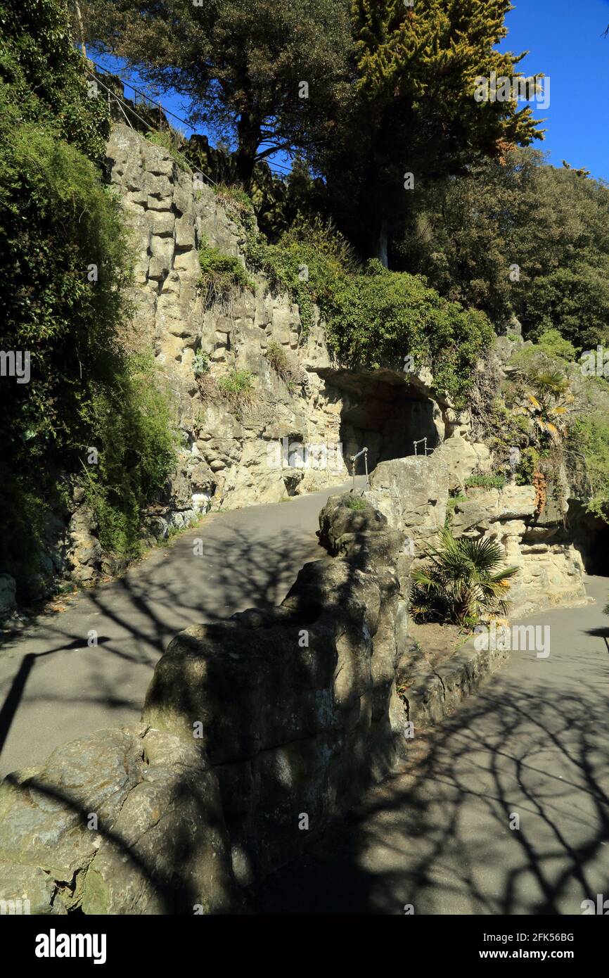 View of Zig Zag path on the Lees Cliff, Folkestone, Kent, England ...