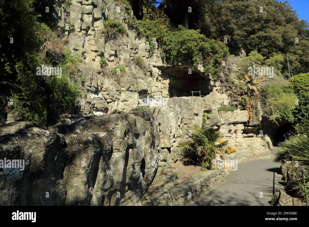 View of Zig Zag path on the Lees Cliff, Folkestone, Kent, England ...