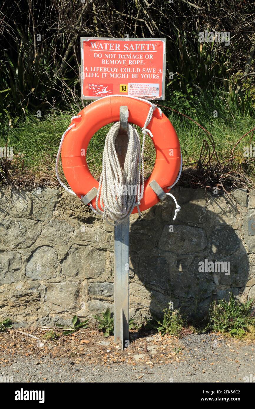 Orange Lifebuoy ring on Marine Walk, Folkestone, Kent, England, United Kingdom Stock Photo - Alamy