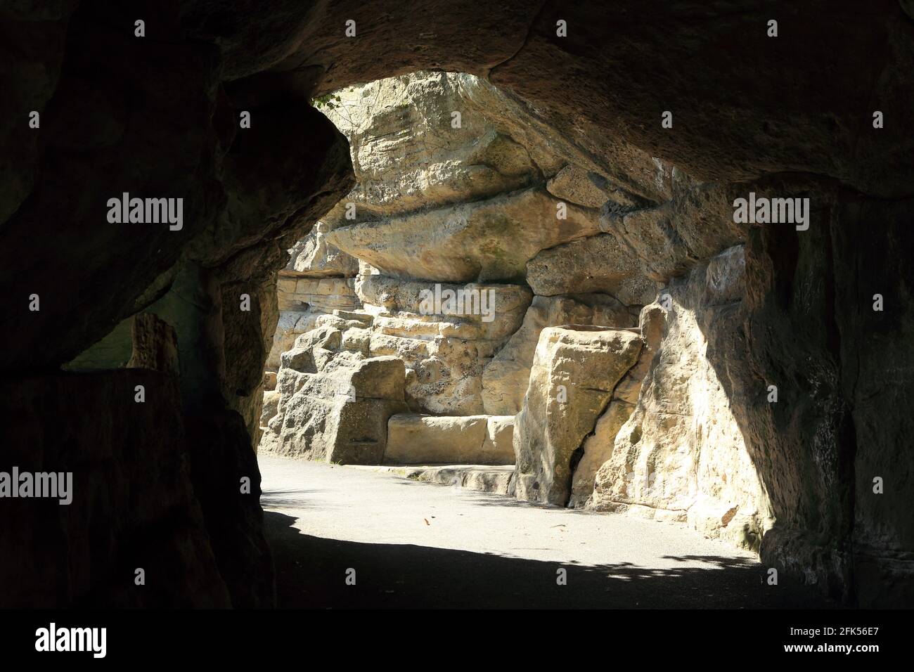 View through tunnel on Zig Zag path on the Lees Cliff, Folkestone, Kent ...