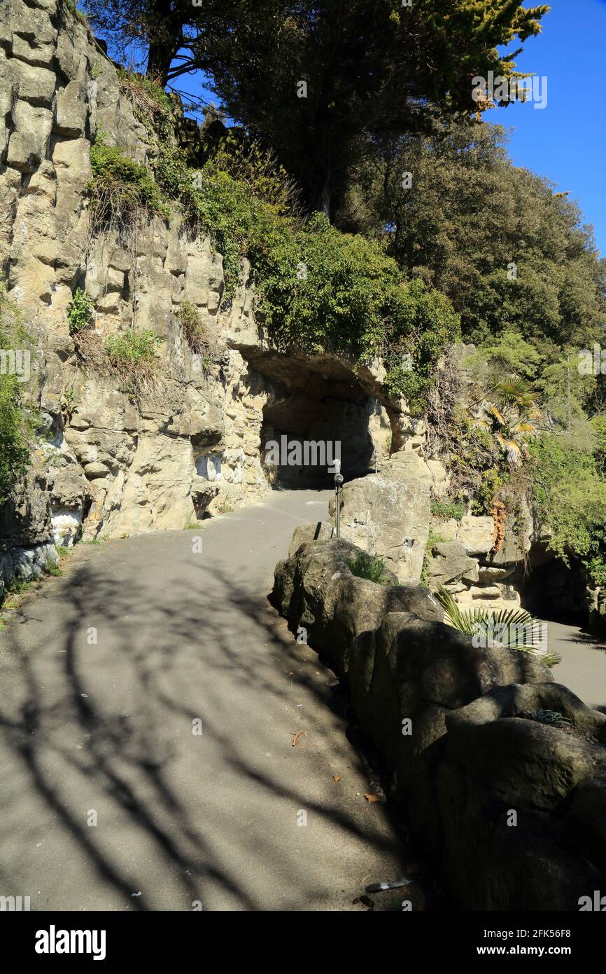 View of Zig Zag path on the Lees Cliff, Folkestone, Kent, England ...