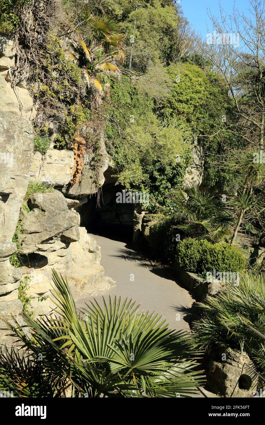 View of Zig Zag path on the Lees Cliff, Folkestone, Kent, England ...