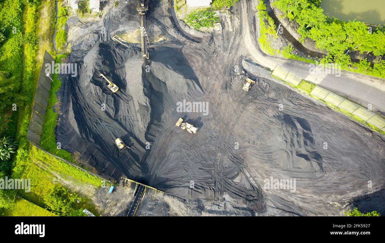 coal mining, stock pile, aerial view Stock Photo - Alamy