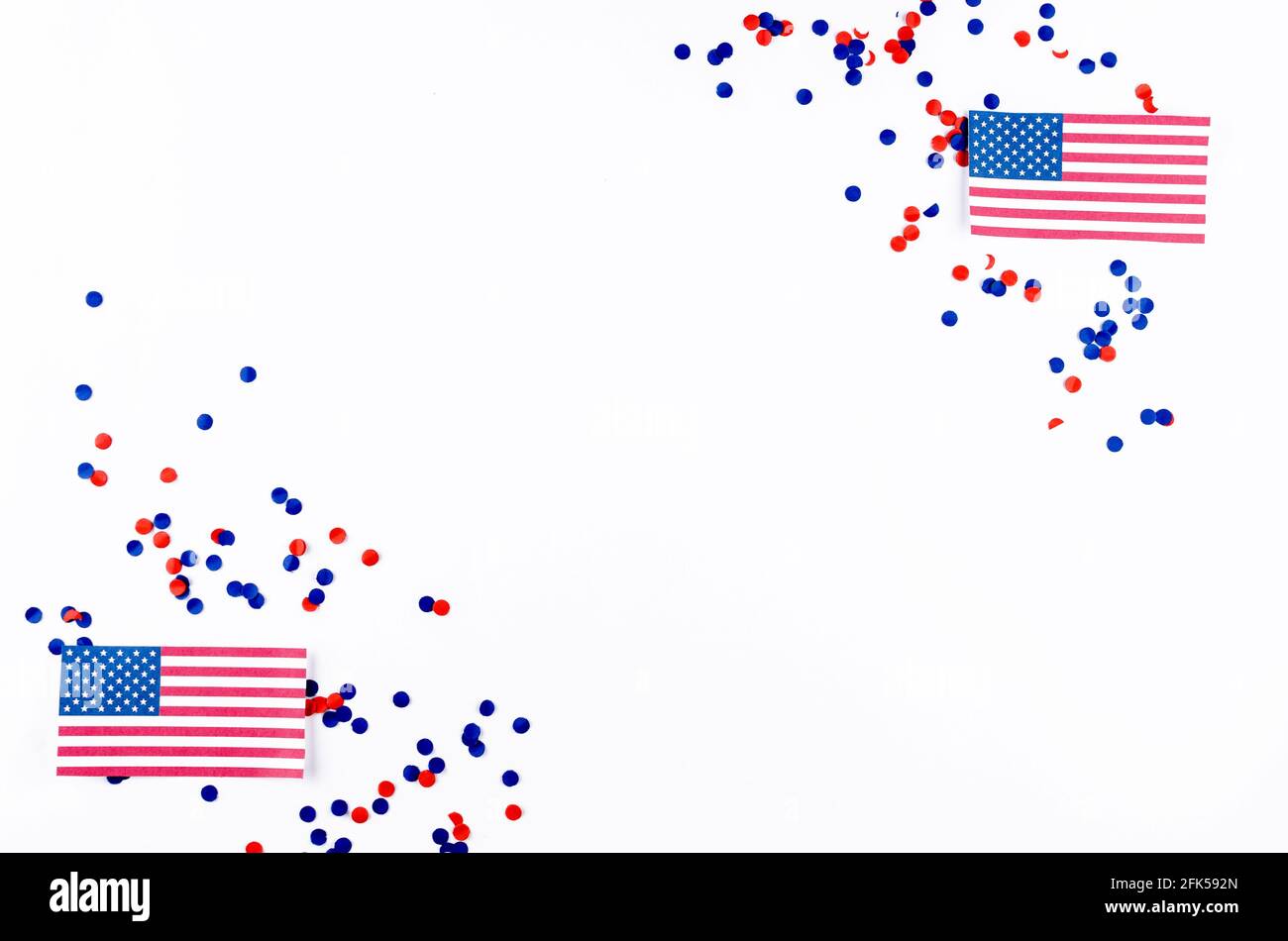american flag and confetti in national colors of america on a white ...