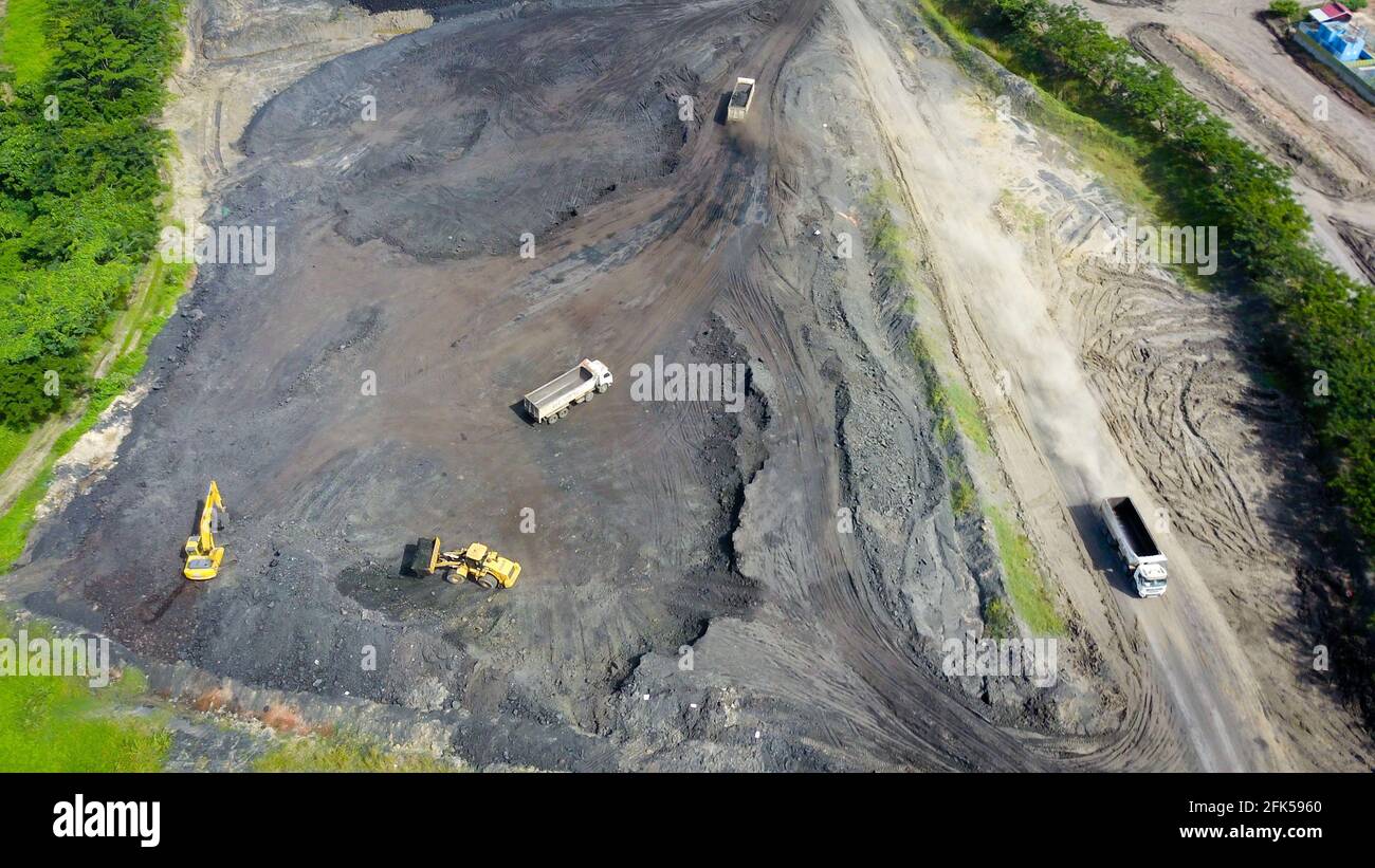 coal mining, stock pile, aerial view Stock Photo - Alamy
