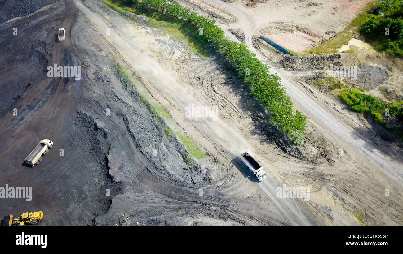 coal mining, stock pile, aerial view Stock Photo - Alamy