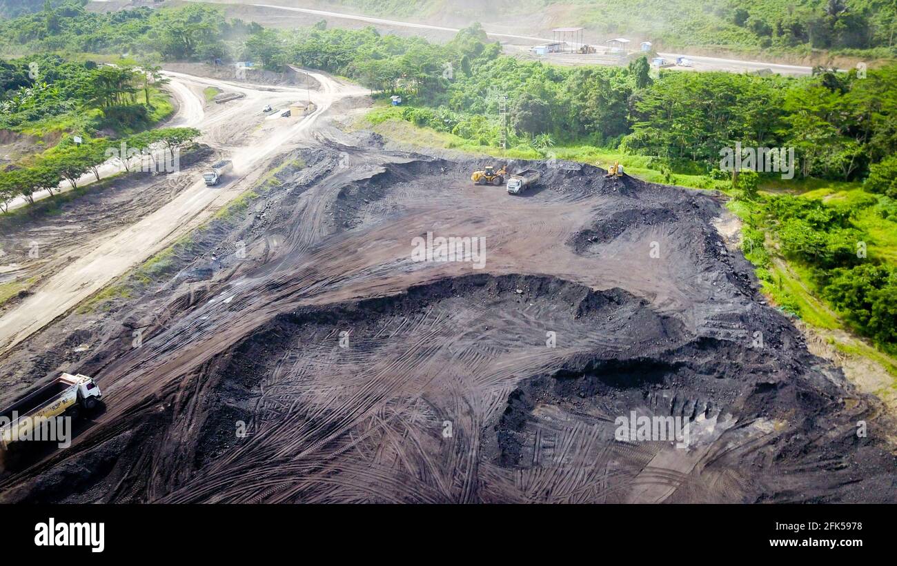 coal mining, stock pile, aerial view Stock Photo - Alamy