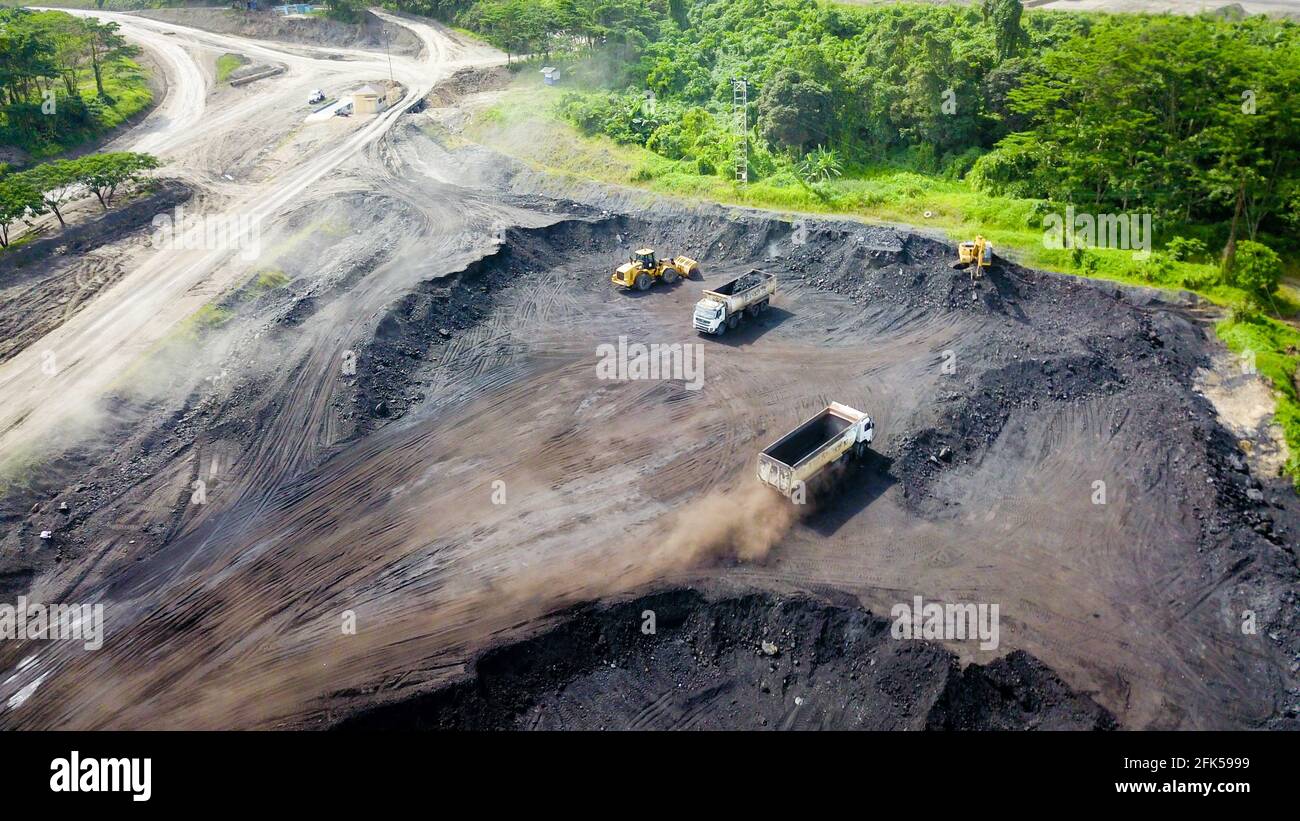coal mining, stock pile, aerial view Stock Photo - Alamy