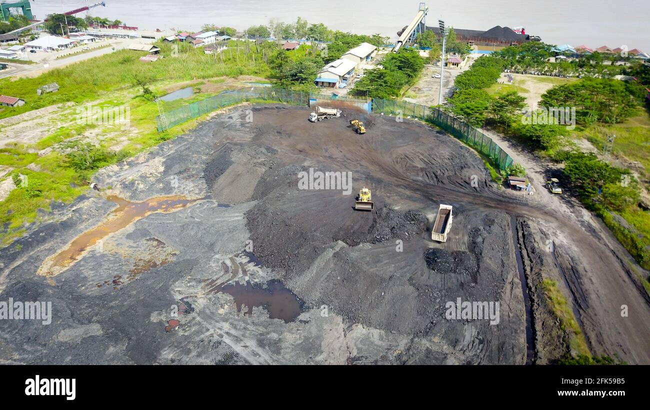coal mining, stock pile, aerial view Stock Photo - Alamy