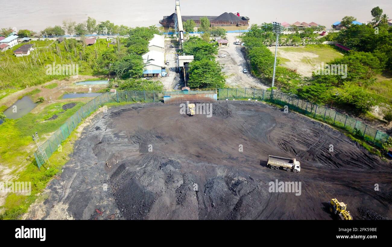 coal mining, stock pile, aerial view Stock Photo - Alamy