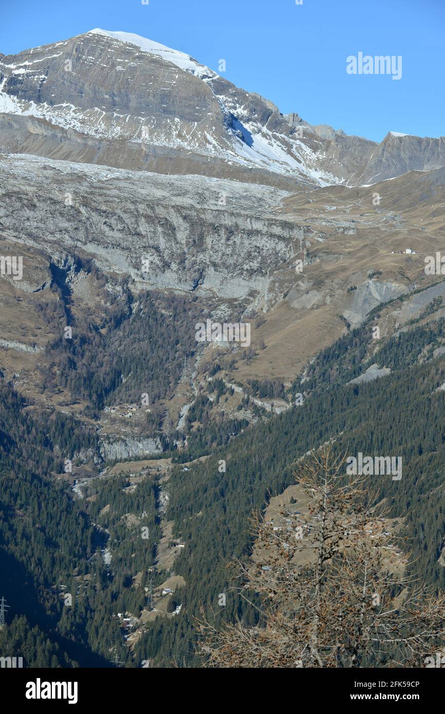 Sanetschhorn above the Tsanfleuron Glacier and Sanetsch Pass close to ...