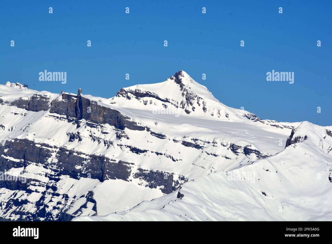 Les Diablerets with its famous suspension bridge linking two summits ...