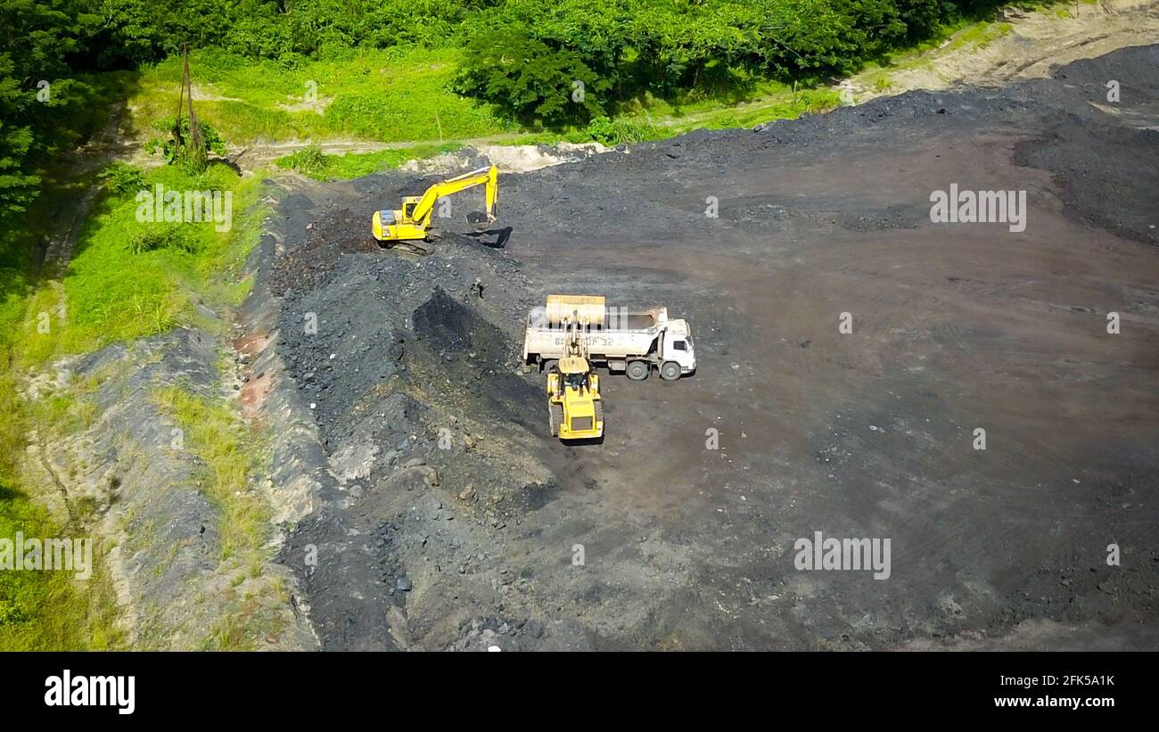 coal mining, stock pile, aerial view Stock Photo - Alamy