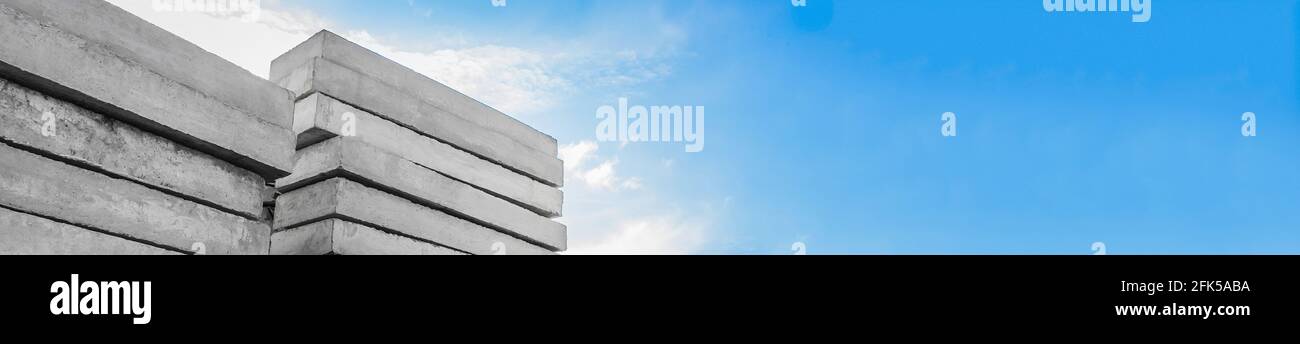 Concrete blocks at a construction site. Concrete structures in an ...