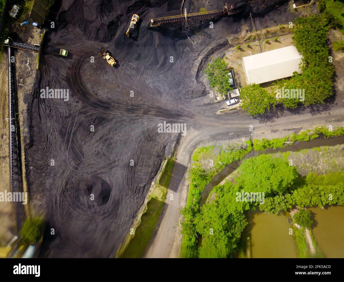 coal mining, stock pile, aerial view Stock Photo - Alamy