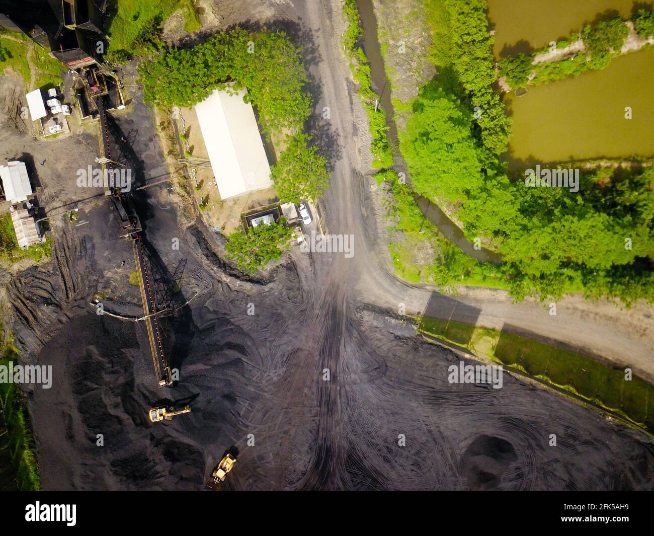 coal mining, stock pile, aerial view Stock Photo - Alamy