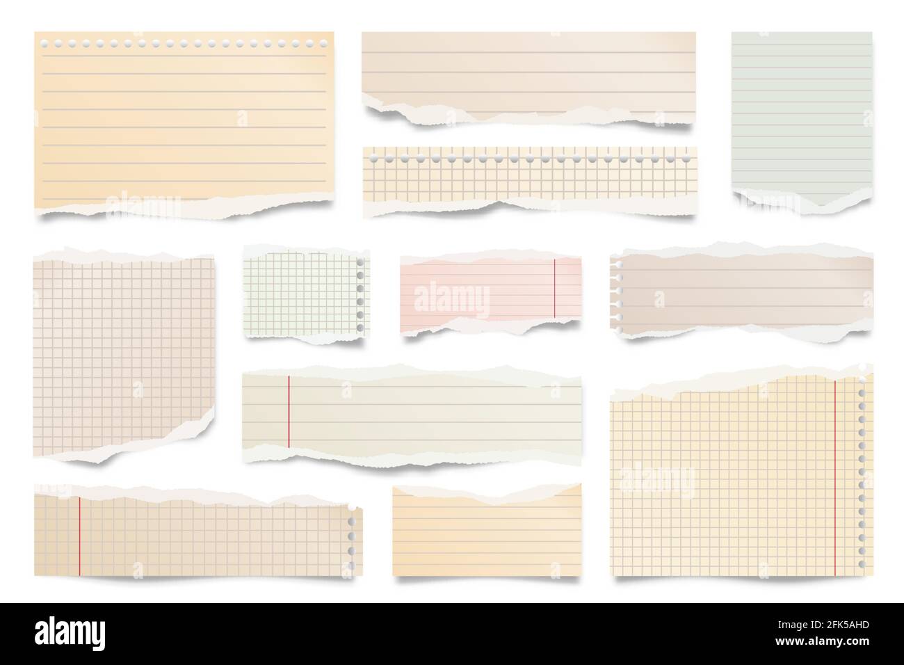 Colorful ripped paper strips isolated on white background. Realistic ...