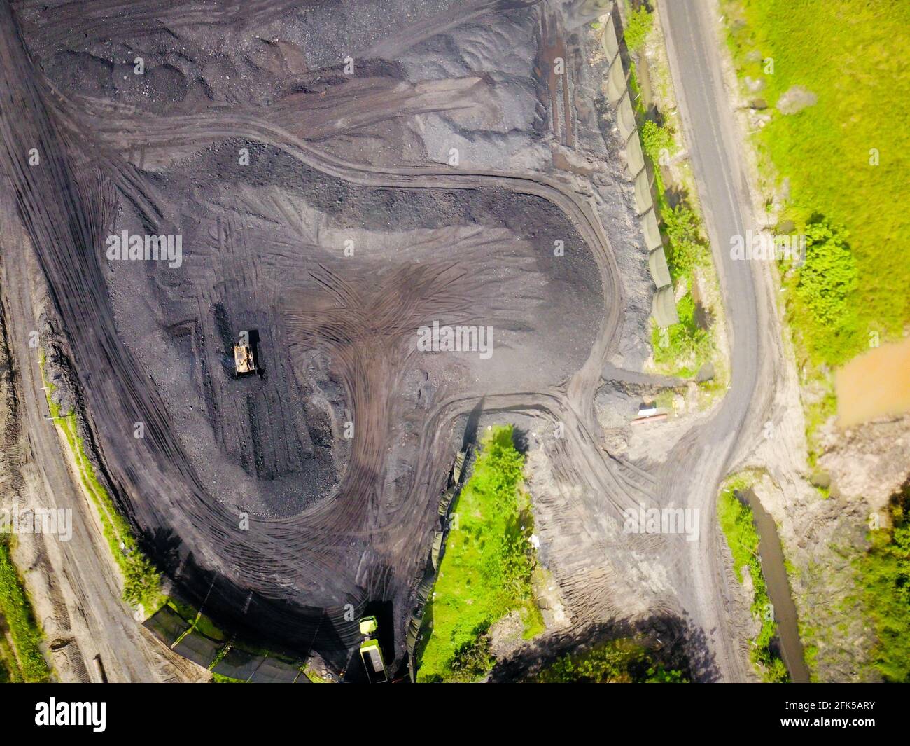 coal mining, stock pile, aerial view Stock Photo - Alamy