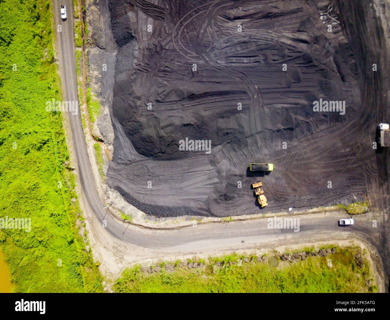 coal mining, stock pile, aerial view Stock Photo - Alamy