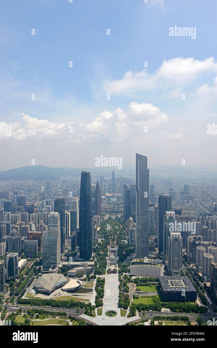 View over Tianhe district in Guangzhou from the Canton Tower, Guangzhou ...