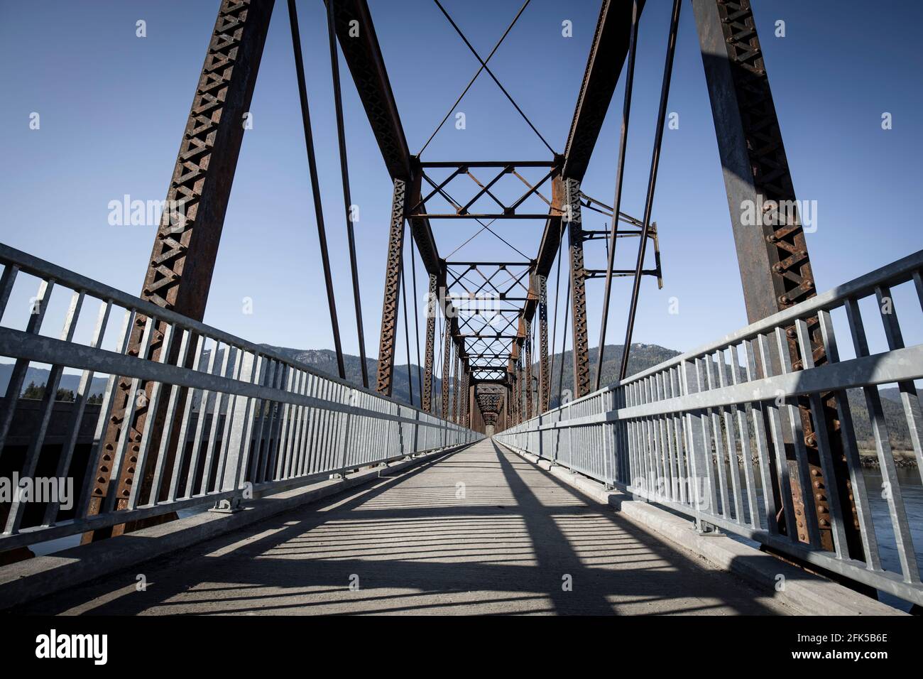 An old steel bridge repurposed into a walking path near Clark Fork ...