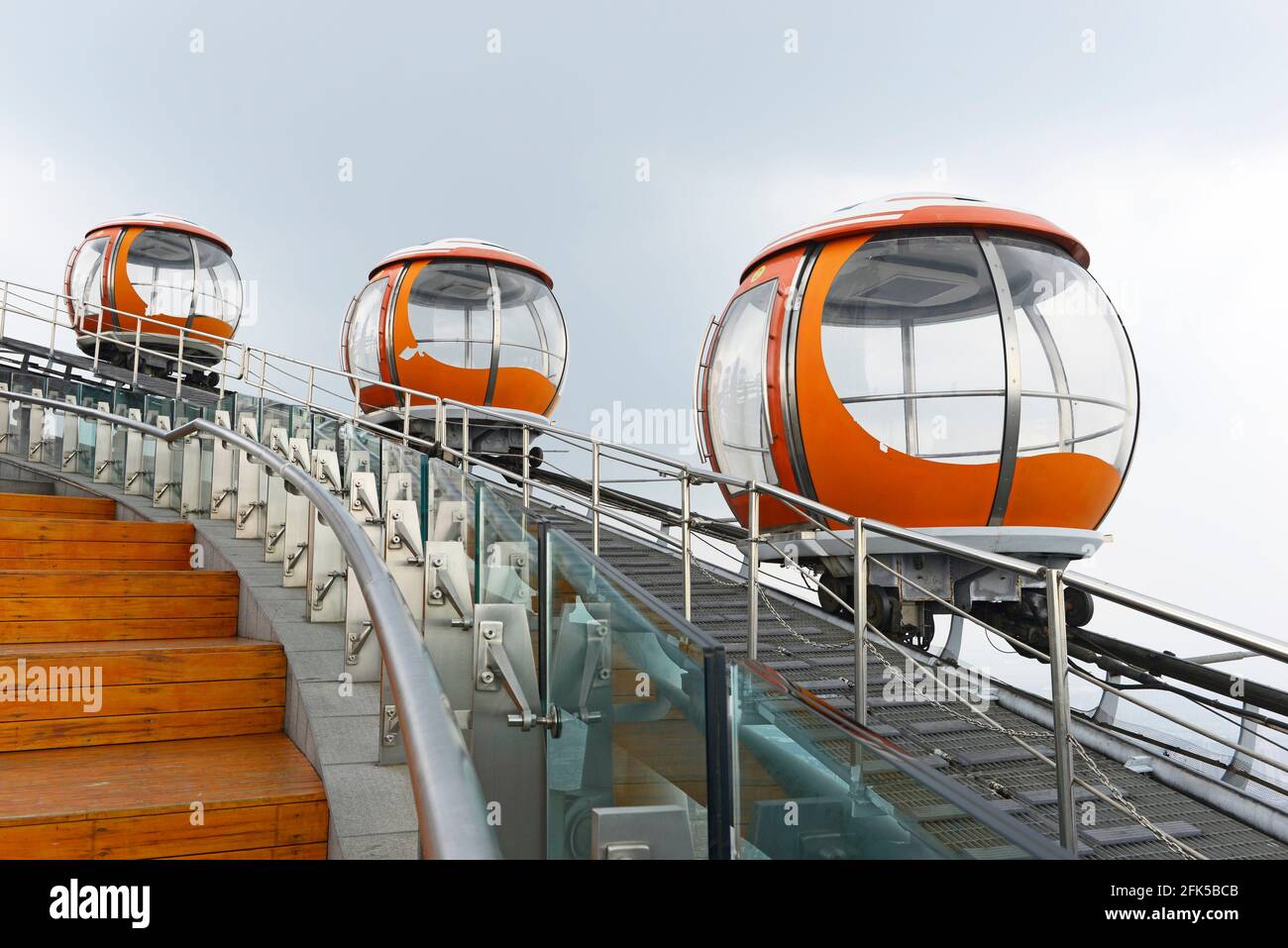 Visitor pods on the world's highest ferris wheel on top of the Canton ...