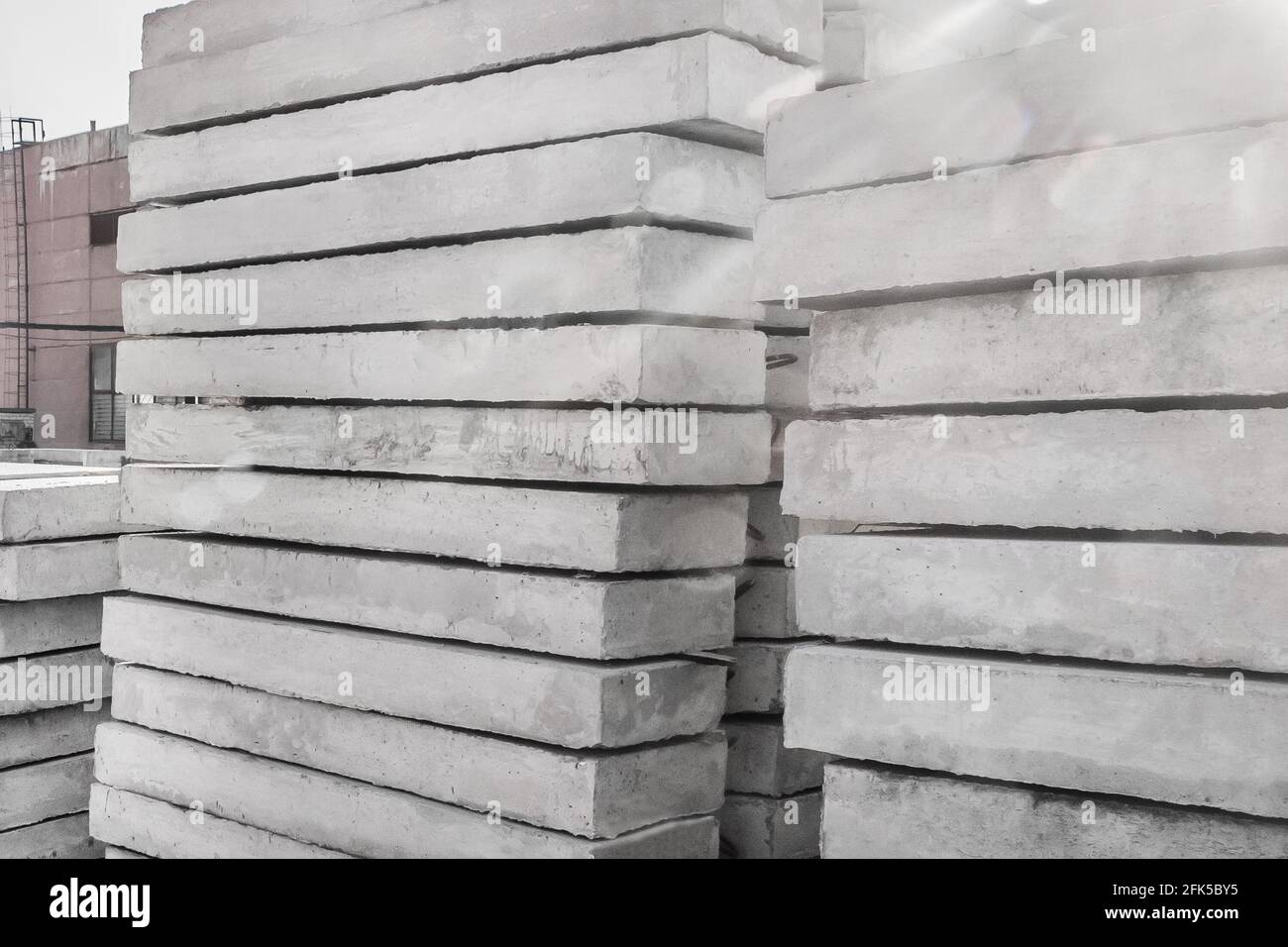 Storage of concrete blocks in a warehouse. Concrete structures at the ...