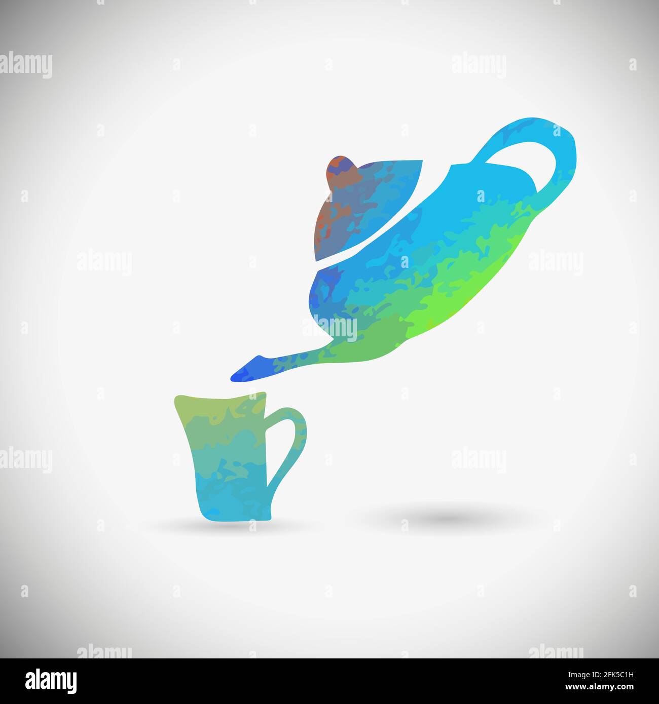 Kitchenware. The teapot is multicolored. Vector illustration. logo ...