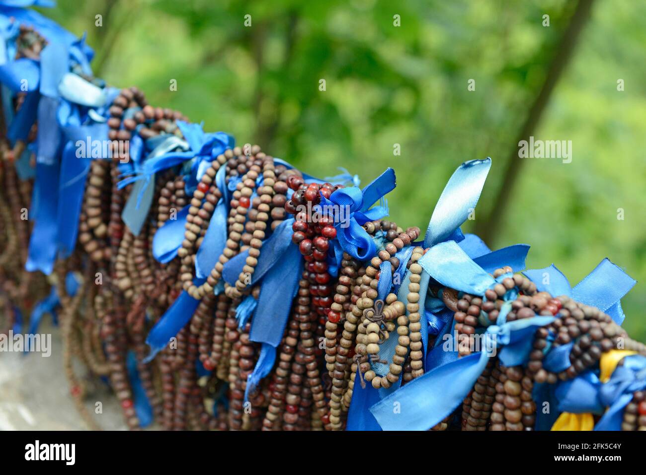 Wooden beads for wishes at the restored Wangcheng university campus in ...