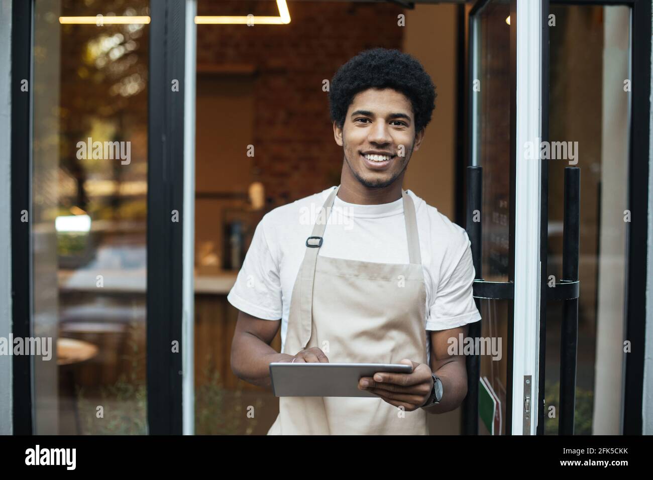 Modern small business, cafe and work outdoor, new normal and startup ...