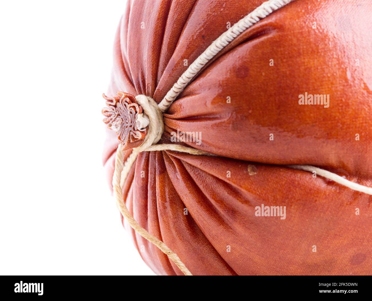 Smoked pork ham with rope on casing. Macro. Photo can be used as a ...