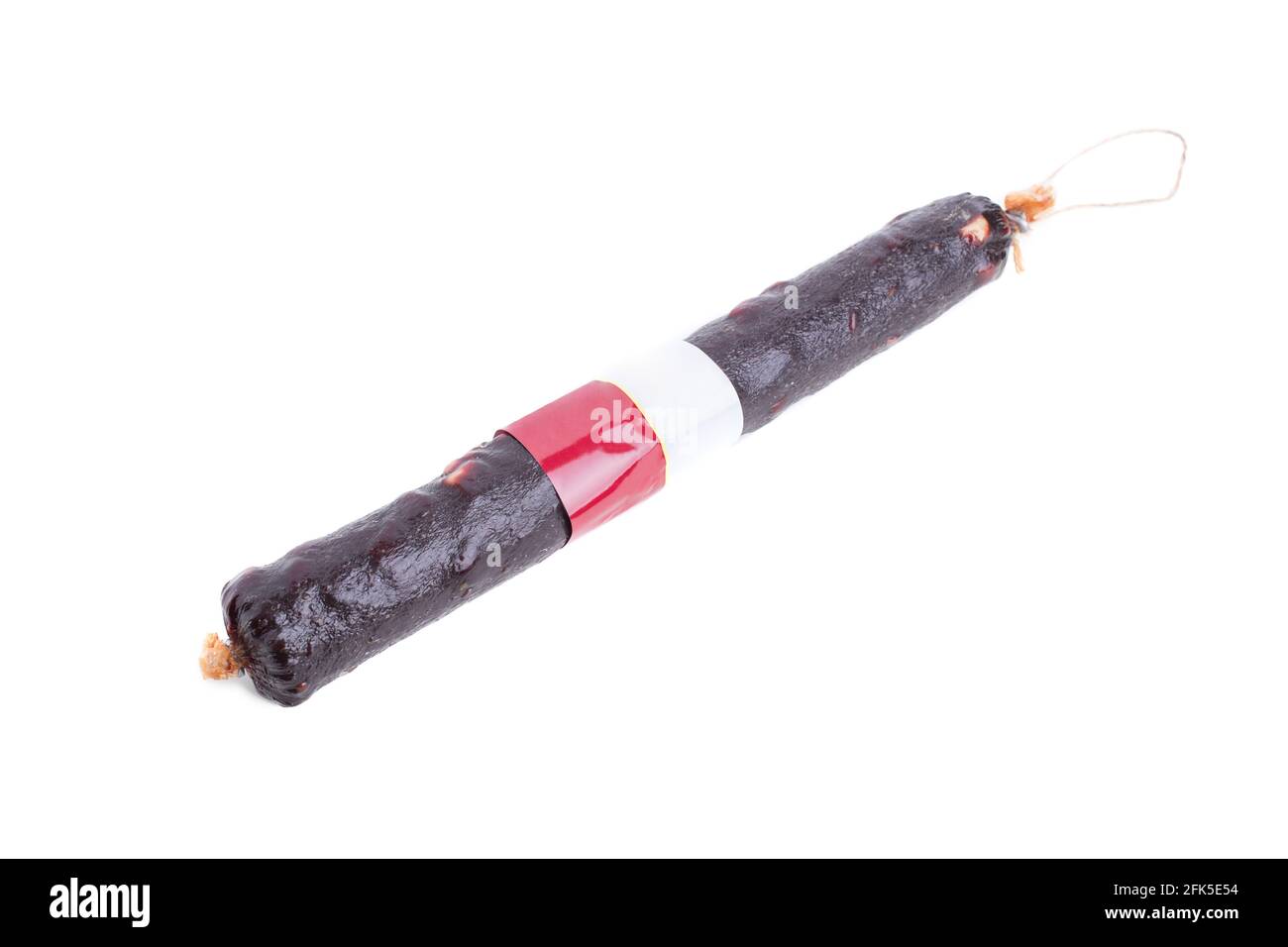 Delicious horse meat salami stick. Isolated on a white background Stock ...