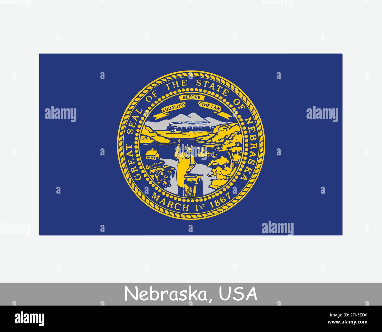 Nebraska USA State Flag. Flag of NE, USA isolated on white background ...