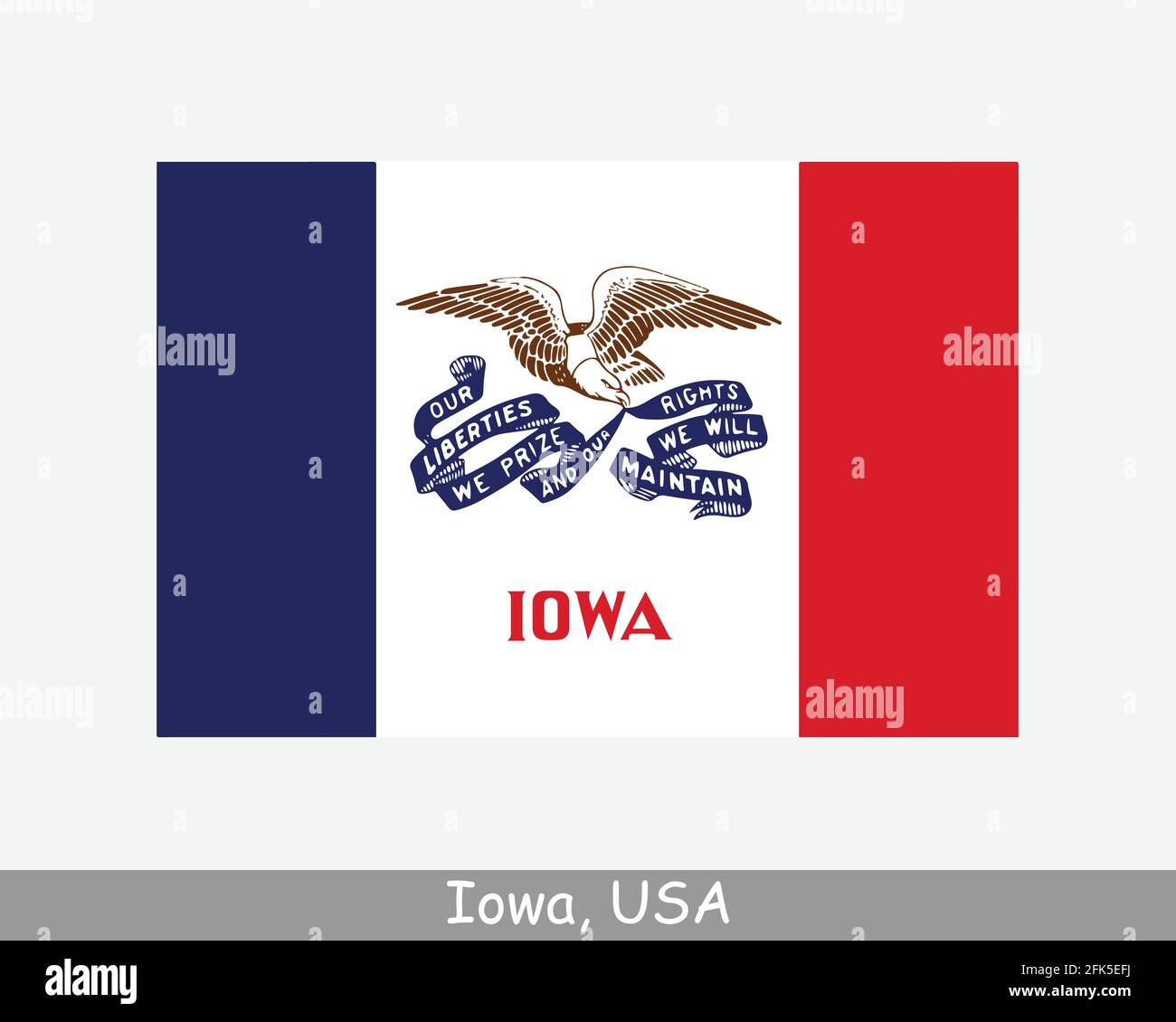 Iowa USA State Flag. Flag of IA, USA isolated on white background ...