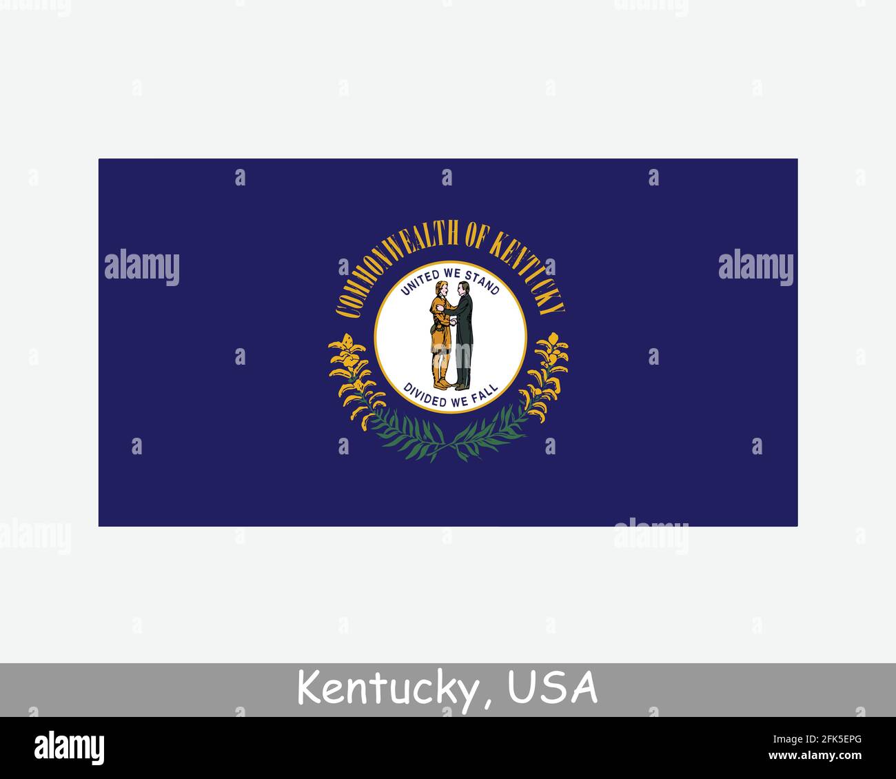 Kentucky USA State Flag. Flag of KY, USA isolated on white background ...