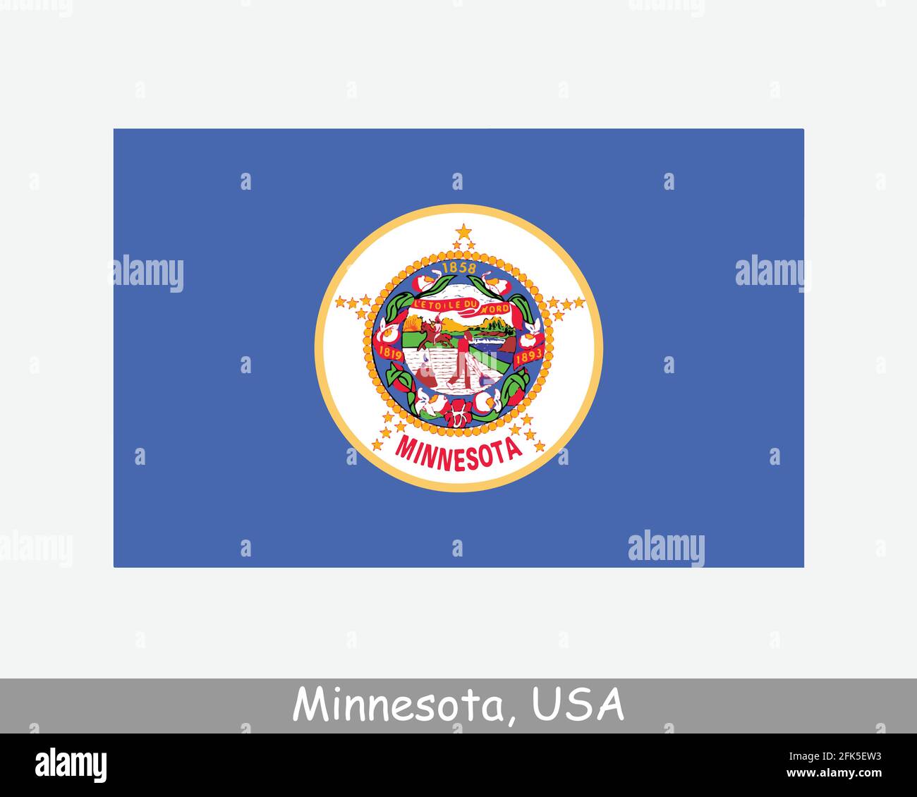 Minnesota USA State Flag. Flag of MN, USA isolated on white background ...