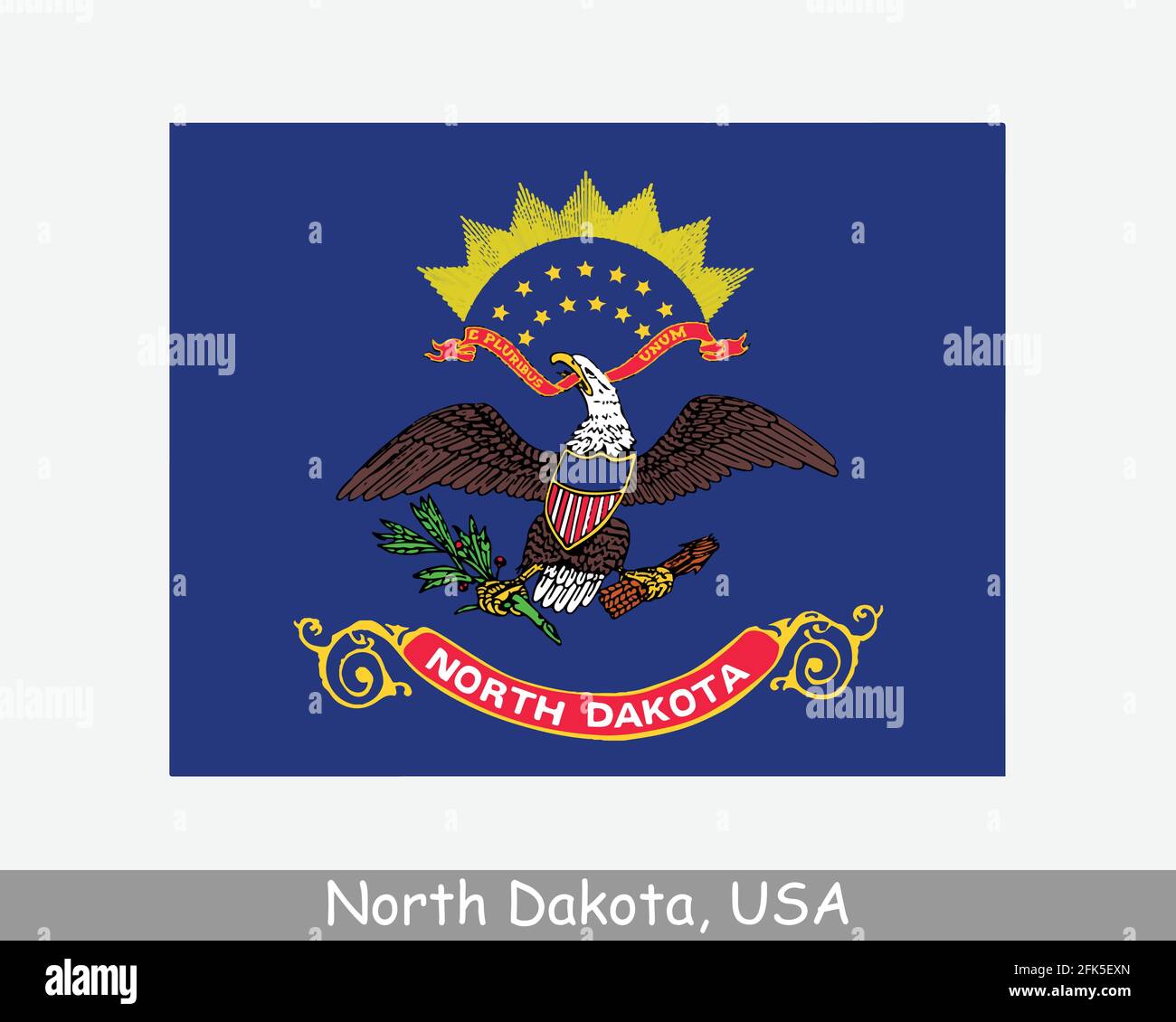 North Dakota USA State Flag. Flag of ND, USA isolated on white ...