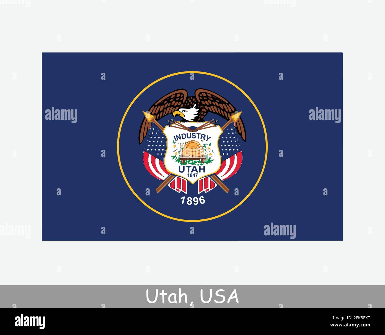 Utah USA State Flag. Flag of UT, USA isolated on white background ...