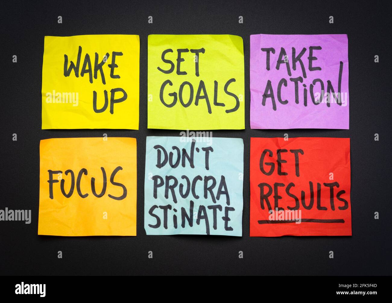 wake up, set goals, take action, focus, do not procrastinate, get ...