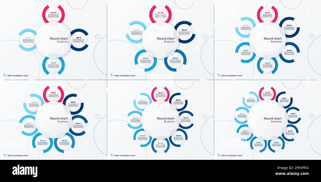 Set of vector modern circle chart infographic templates. 4-9 options ...