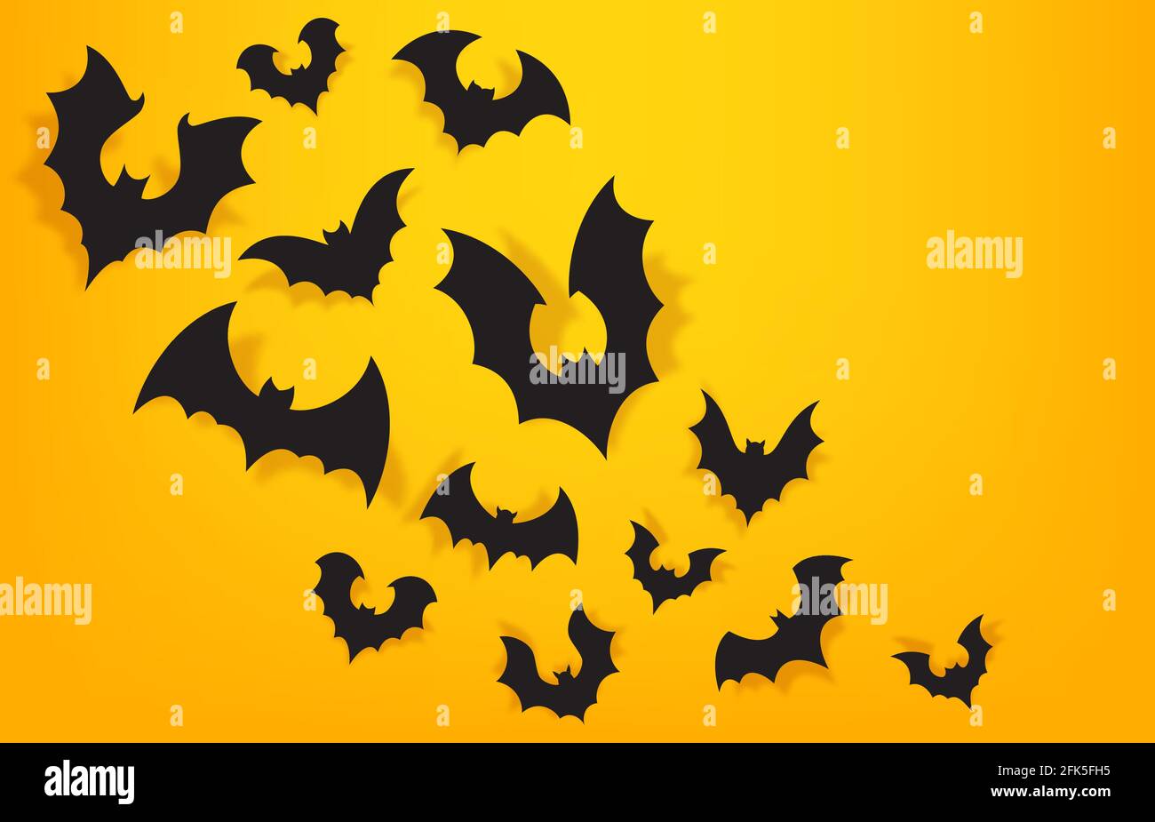 Paper bats background. Halloween orange banner with spooky bat. Trick ...