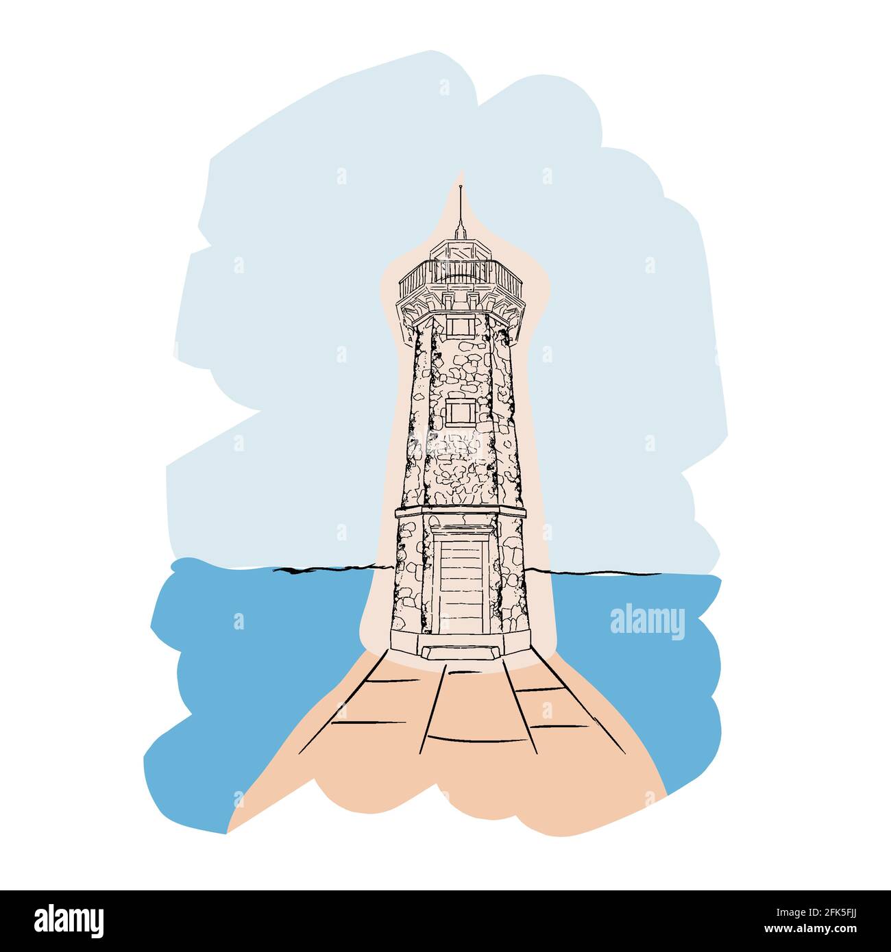 Old lighthouse hand drawn vector illustration line art Stock Vector ...