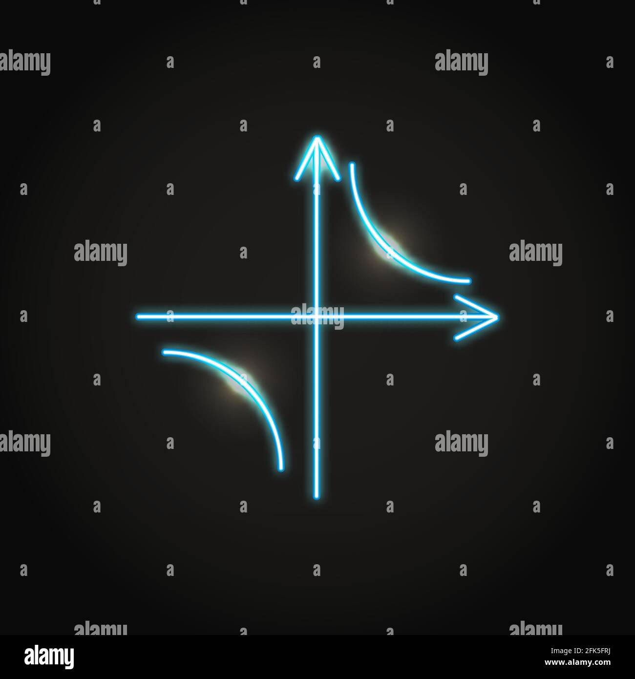Neon hyperbola curve icon in line style. Math function graph symbol ...