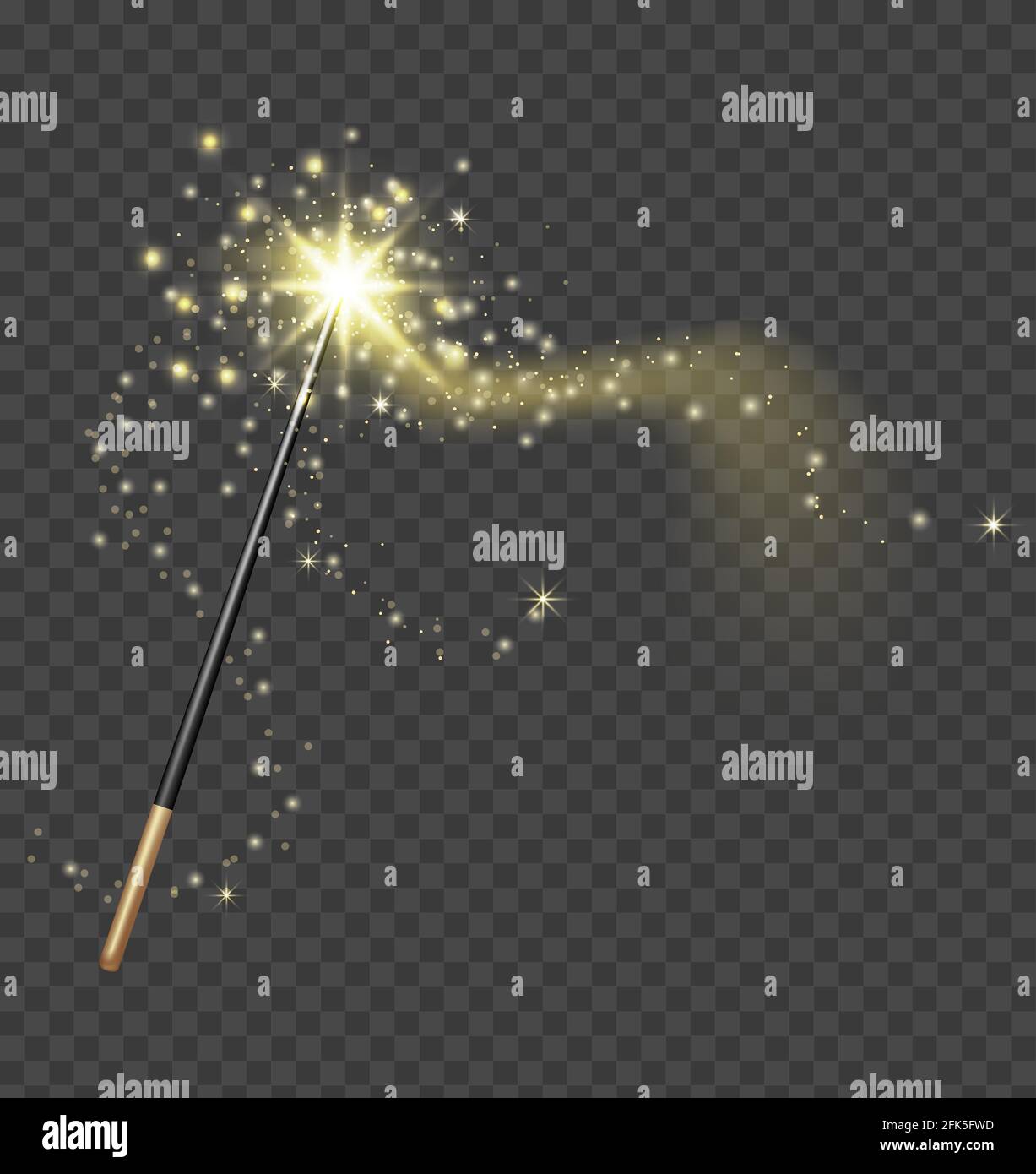 Magic wand. Realistic fairytale stick with golden sparkle trail ...