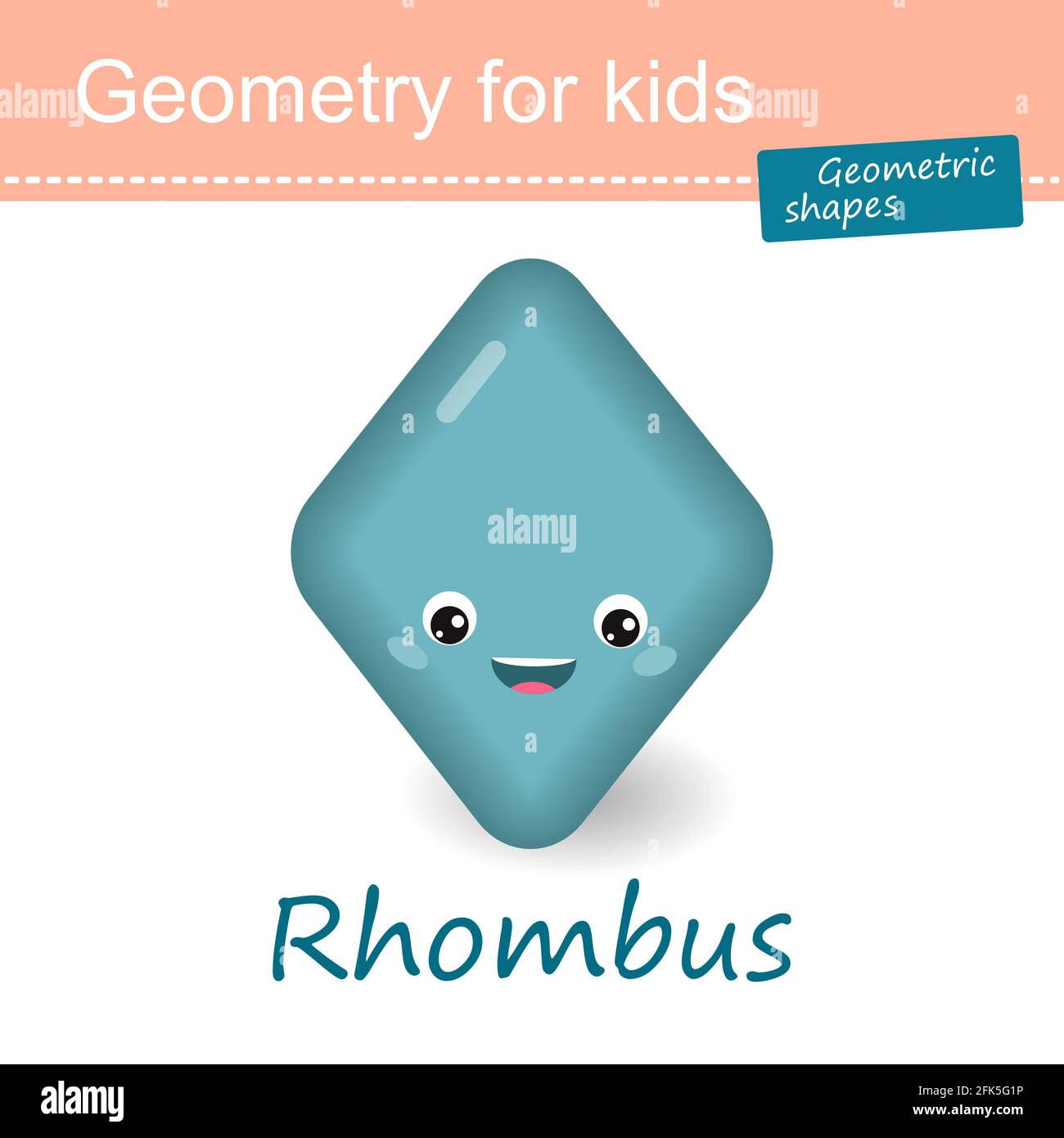 Geometry for kids. Volumetric rhombus isolated on white background ...