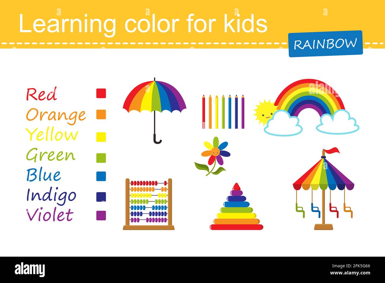 Educational game for children. Exploring colors of rainbow. Cartoon ...